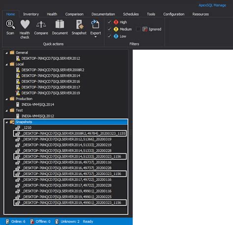 create sql server snapshots in apexsql manage