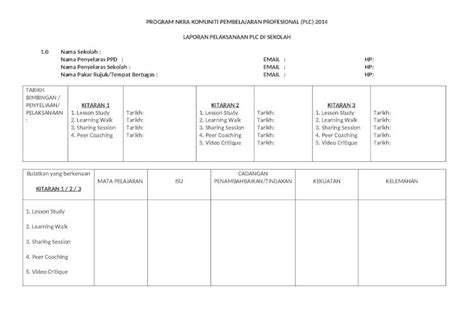 Docx 2 Format Laporan Pelaksanaan Plc Oleh Sekolah Dokumen Tips