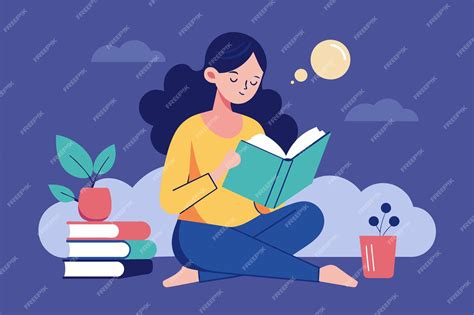 Premium Vector Woman Sitting On Floor Reading Book A Woman Is Reading