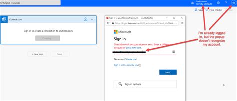 power automate thinks my account doesn t exist microsoft community