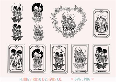 The Lovers Bundle Svg The Lovers Tarot Card Svg Skeleton Svg Files
