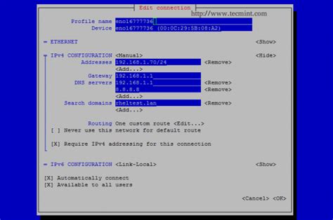 how to configure network static ip address and manage