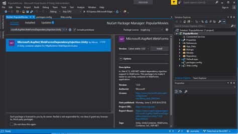use dependency injection in webforms application asp