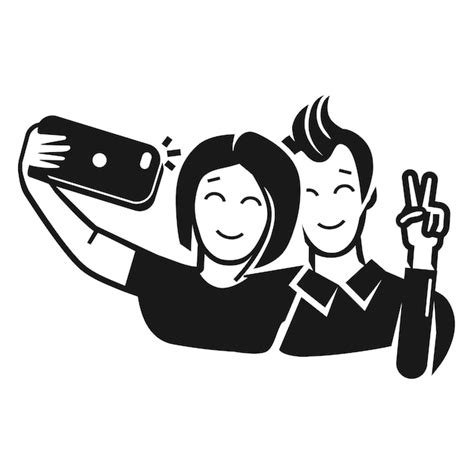 Premium Vector Guy With A Girl Take A Selfie Icon Simple Illustration