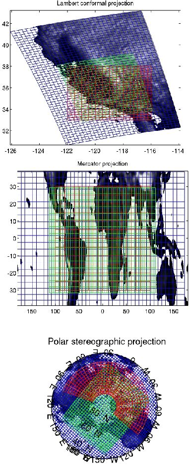 lambert conformal mercator and polar stereographic projections from