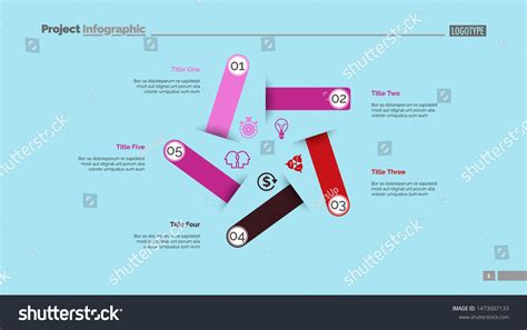 Five Steps Process Chart Slide Template Stock Vector Royalty Free