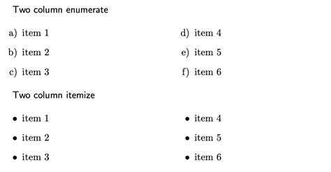 breaking a list into multiple columns in latex stack overflow