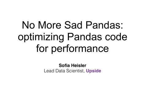 sofia heisler no more sad pandas optimizing pandas code