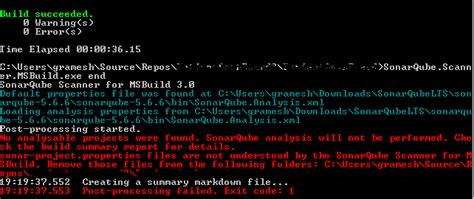 sonarqube scanner msbuild exe end execution error stack overflow