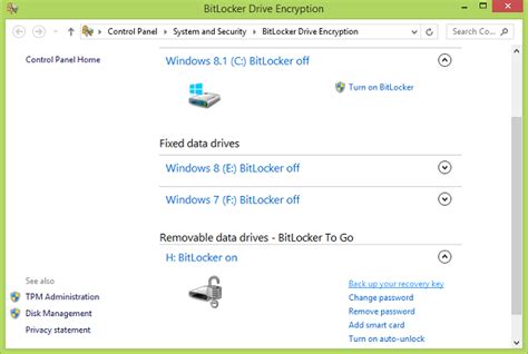 backup bitlocker drive encryption recovery key in windows 10
