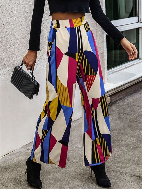 Shein Privé Hose Mit Weiten Beinen Geo Muster Aktuelle Trends