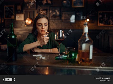 Drunk Woman Smokes Image And Photo Free Trial Bigstock