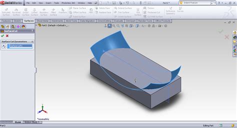 tutorial using cut with surface feature in solidworks grabcad