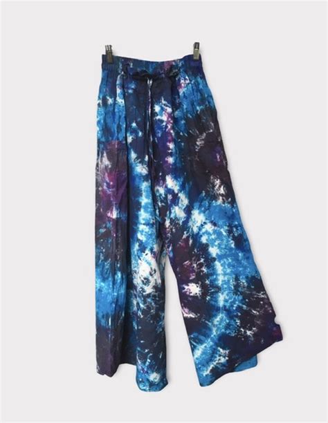 One Size Cotton Tie Dye Palazzo Pants To Fit Sizes 14 22 The Hippie