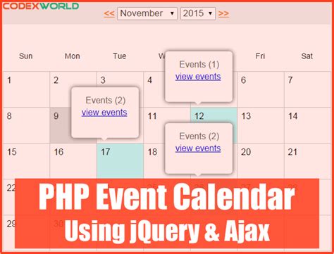 build an event calendar with php using jquery ajax and mysql