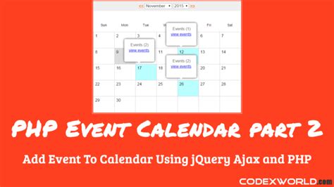 add event to calendar using jquery ajax and php codexworld