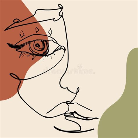 Abstract Woman Face One Line Drawing Portret Minimalistic Style