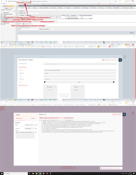 need help mysql node error getaddrinfo enotfound questions n8n