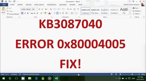 Windows 10 How To Fix Update Kb3087040 Error 0x80004005 Youtube