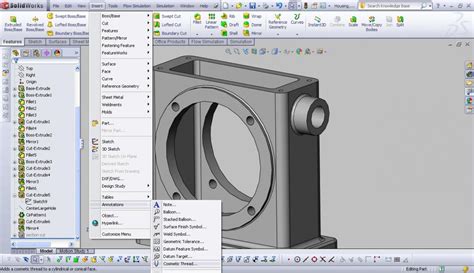 using cosmetic threads in solidworks parts and drawings