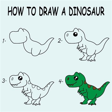 How To Draw Cute Dinosaurs Step By Step Cute Easy Drawings Cute