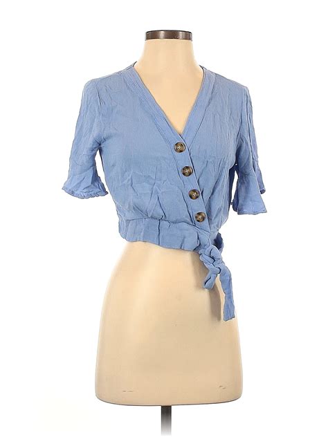 Gypsies And Moondust Blue Short Sleeve Blouse Size S 44 Off Thredup