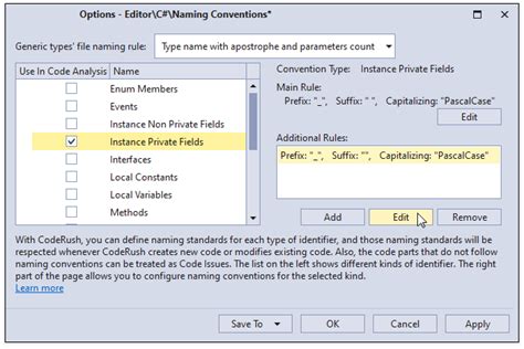 naming conventions coderush devexpress documentation