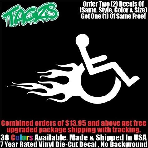 Handicap Flames Wheelchair Diecut Vinyl Window Decal Sticker Car Truck