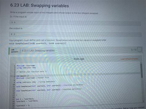 solved 6 13 lab swapping variables can someone please help