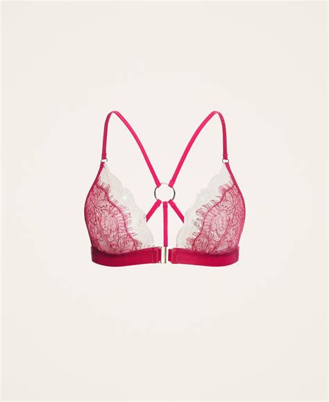 Two Tone Lace Triangle Bra Woman Fuchsia Twinset Milano