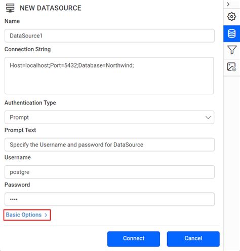 connect to postgresql standalone report designer