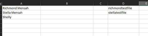 excel how to send an email to names of people in column