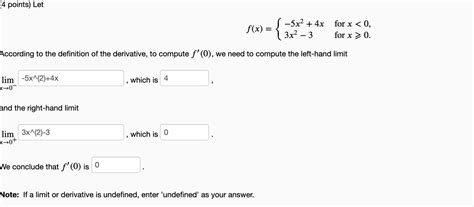 Solved Let 𝑓 𝑥 {−5𝑥2 4𝑥3𝑥2−3for 𝑥