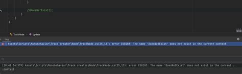 unity log tab does not refresh after solve errors rider support
