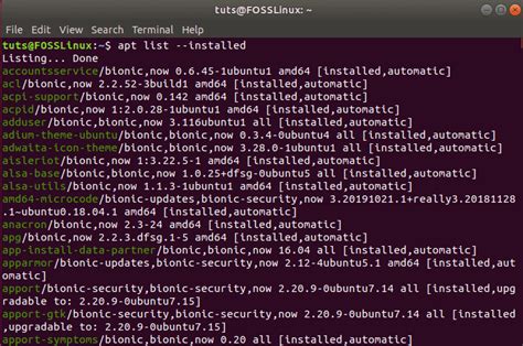 how to list the installed packages on ubuntu foss linux