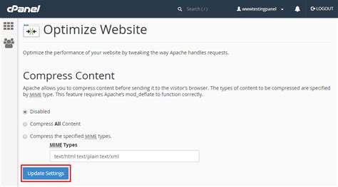 disable the compression for contents on cpanel servercake