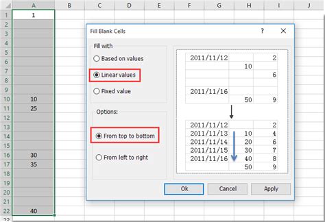 how to list all numbers between two or more numbers in excel