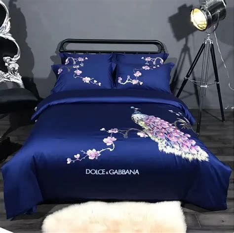 Egyptian Cotton Bedding Sets Luxury 4pcs Peacock Embroidered Duvet
