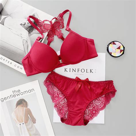 Flourish Front Open Butterfly Back Push Up Bra And Panty Set 288