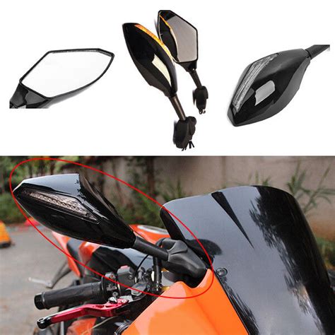Led Turn Signal Rearview Side Mirrors For Kawasaki Ninja Zx6r 636 Zx10r