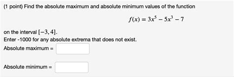 solved 1 point find the absolute maximum and absolute