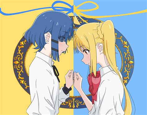 Safebooru 2girls Absurdres Ahoge Blonde Hair Blue Hair Bocchi The