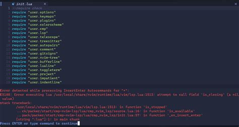 unable to insert in cloned files like config neovim init lua · issue