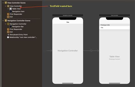 ios how to add a textfield above the tableview of a