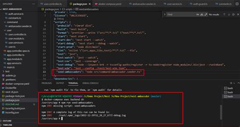 reactjs unable to run the script in nest js getting missing script