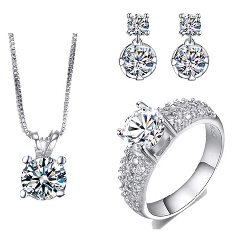 Buy Aaa Cubic Zirconia Necklace And Earring Set White