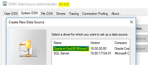 oracle database express edition xe 64 bit and odbc