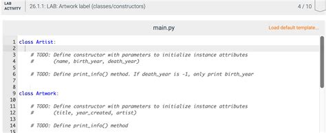 solved define the artist class with a constructor to