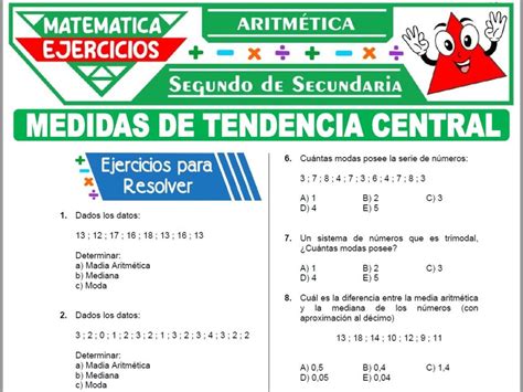 Ejercicios De Medidas De Tendencia Central Para Segundo De Secundaria