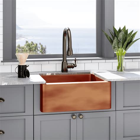 25 Dolton Smooth Copper Single Bowl Farmhouse Sink — Magnus Home Products